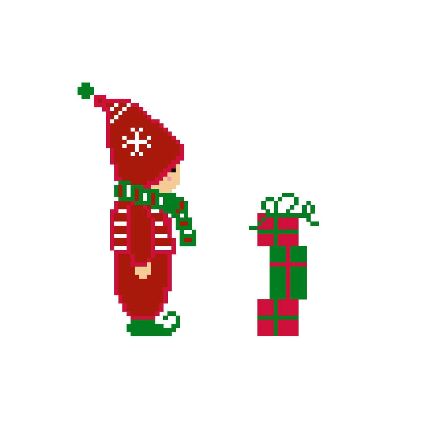 Christmas elf or pixie PDF cross stitch pattern Instant