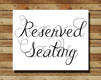 INSTANT DOWNLOAD // Wedding Sign: "Reserved Seating" 8x10 sign