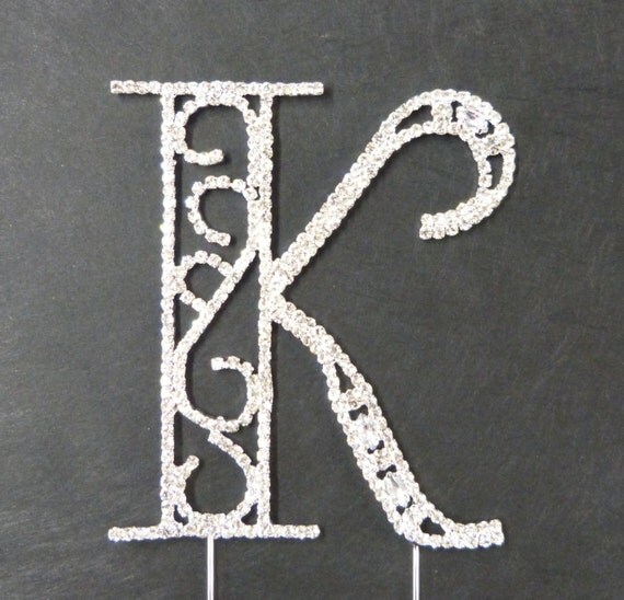 Beautiful Crystal Rhinestone Silver Letter K by Texasthelonestar