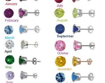 6MM Round Birthstone 925 Sterling Silver Stud Earrings Garnet Amethyst ...