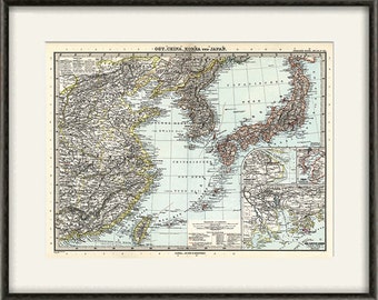 Japan map print map vintage old maps Antique prints poster map
