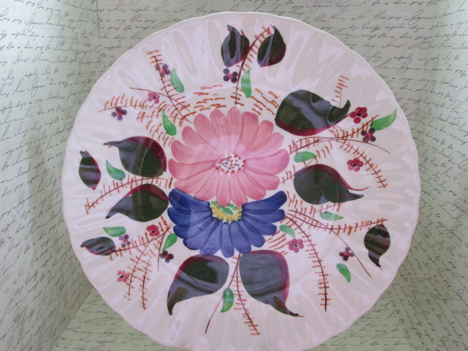 Beautiful Blue Ridge Hand Painted Floral Plate from Southern Potteries ...