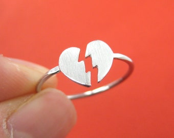 Broken Heart Shaped Adjustable Ring in Gold by AttiJewelry