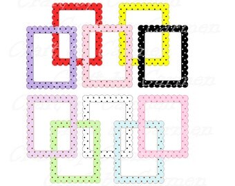 Polka dot frames, frames clip art, cute frames, scrapbook, graphic ...