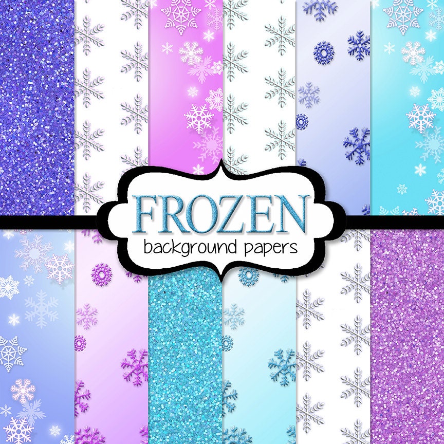 Frozen Digital Paper 12 Frozen Papers Snowflakes and Glitter