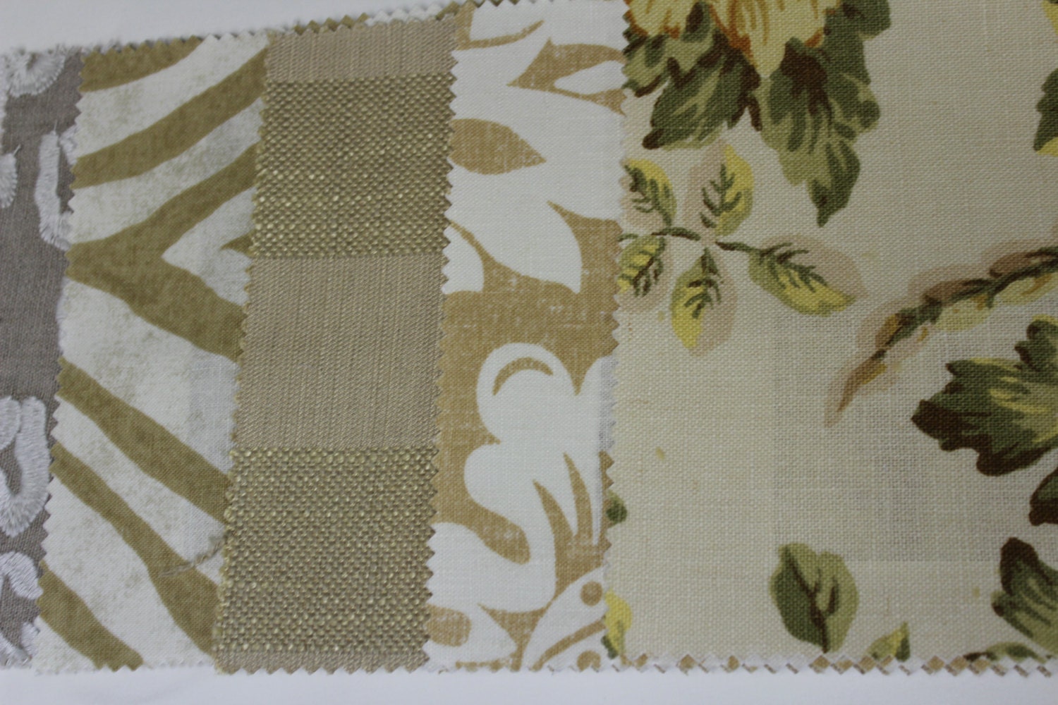 Designer Fabric Neutral Colors and Patterns Sample Swatch