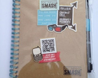 K and Company Mini Smash Book- Blue. Art Journal, Scrapbook- Spiral ...