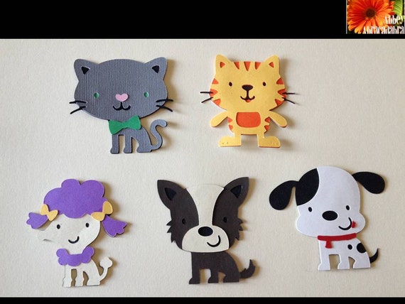 Items similar to Cats and Dogs paper cut outs on Etsy