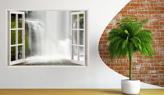 Waterfall wall decal 3D window Water fall wall decal for