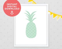 Digital Download Mint Pineapple Print / Pineapple Art / Pineapple Decor ...