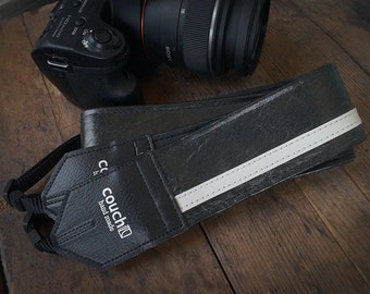 Black and Red Racing Stripe Camera Strap by couchguitarstraps