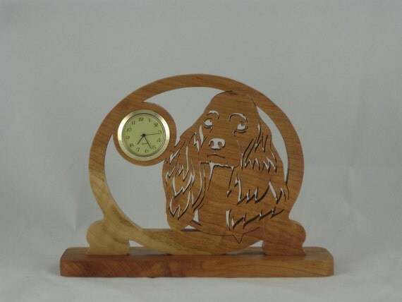 Cocker Spaniel Dog Desk Clock Handmade From Cherry by KevsKrafts