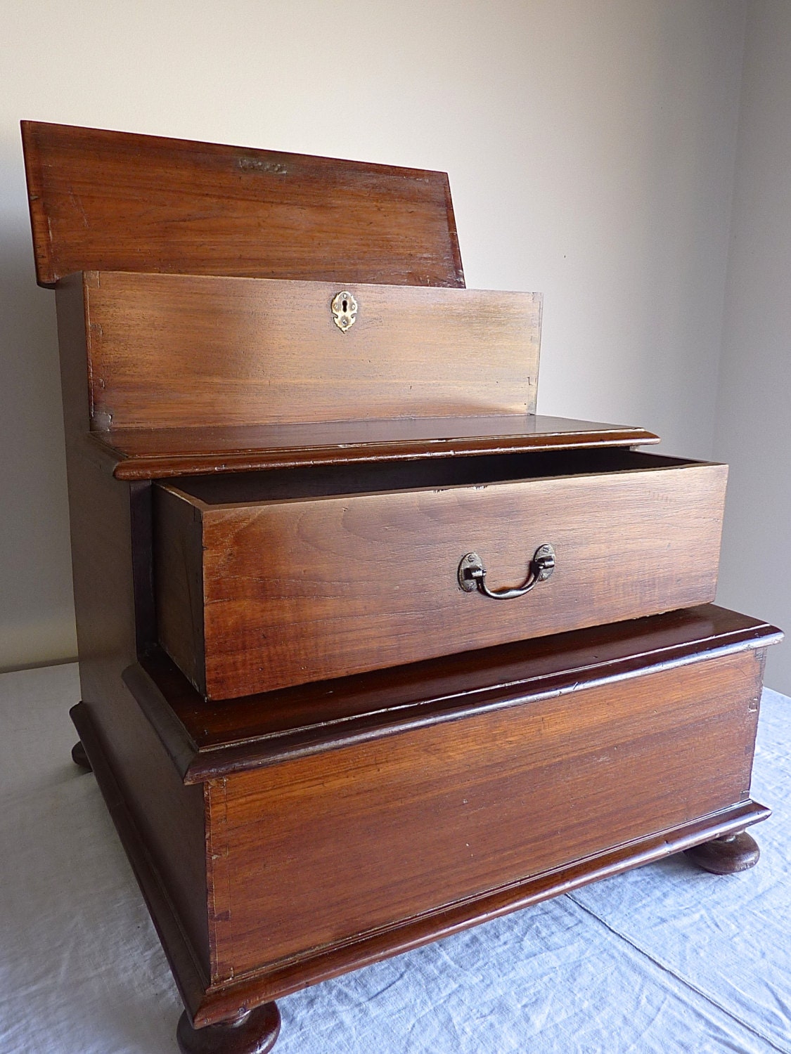 Teak Staircase Box // British Colonial // India – Haute Juice