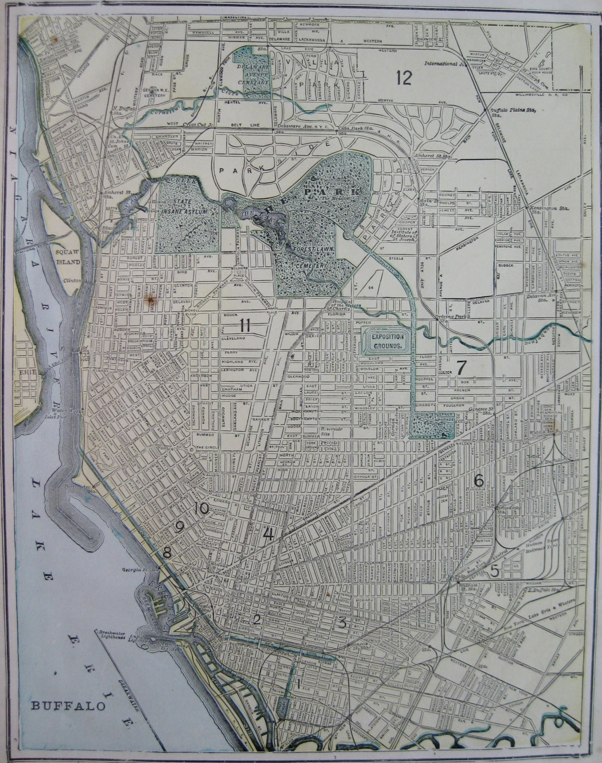 Antique BUFFALO Map of Buffalo New York 1900 Vintage City Map