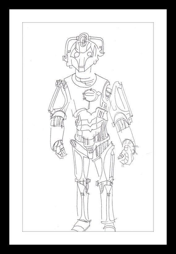 Items similar to Original Illustration."Cyberman" - Pen and ink blind ...