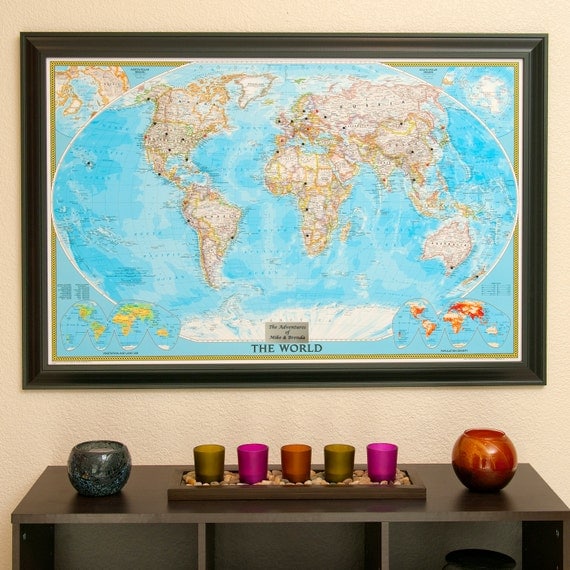 Personalized Classic World Push Pin Travel by PushPinTravelMaps