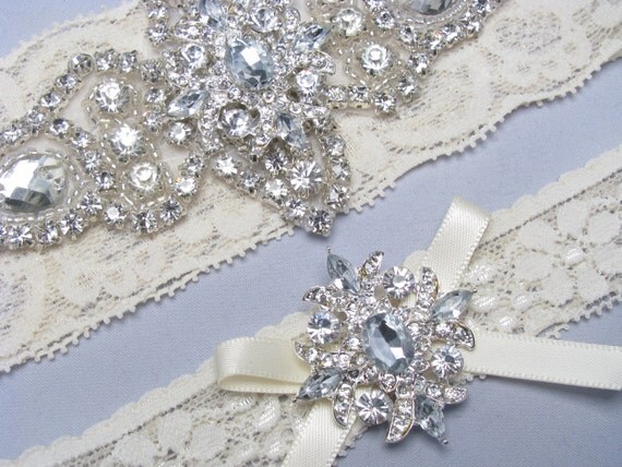 Wedding Garter Crystal Rhinestone Bridal Garter Set Lace