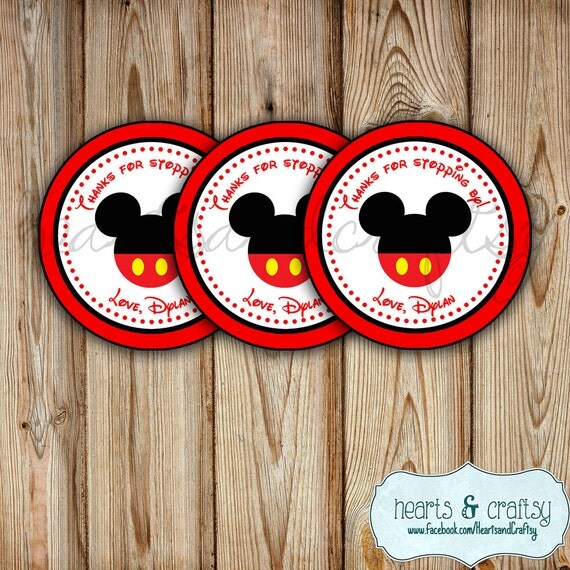Mickey Mouse Party Favor Tags / Thank You Tags / Stickers / Labels ...