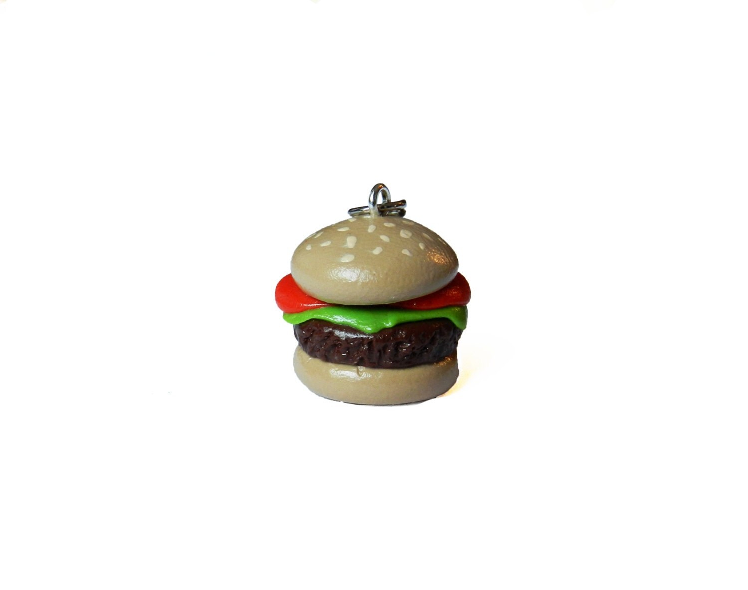 Hamburger Charm Food Charm Polymer Clay Charm Food
