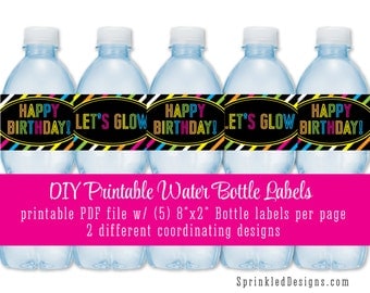 Printable Water Bottle Labels Drink Wraps Wrappers Blush