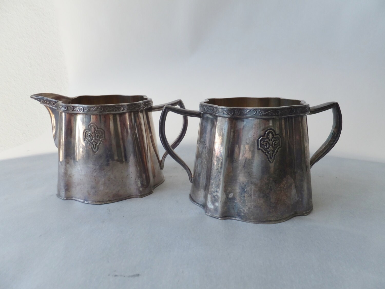 Rockford Silver Plate EPNS Sugar and Creamer with Fleur de Lys Design ...