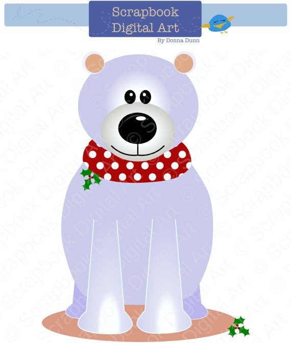 Christmas Polar Bear Clip Art Oso Polar de by ScrapbookDigitalArt