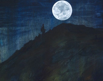 Full moon painting | Etsy