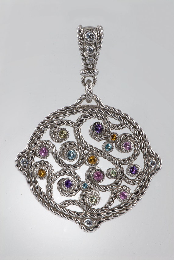 Judith Ripka Sterling Silver Multi Gemstone Pendant Enhancer