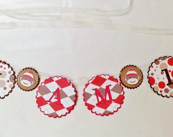 Items similar to Sock Monkey Highchair Banner I am 1 - Sock Monkey ...