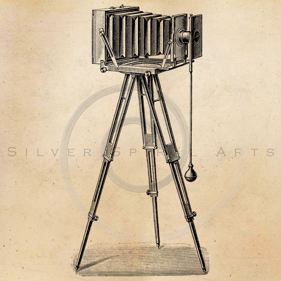 Vintage Photography Camera Illustration Printable 1800s