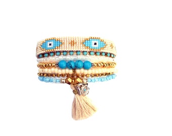 Multiple strand beaded bracelet, hippie bracelet, boho bracelet ...