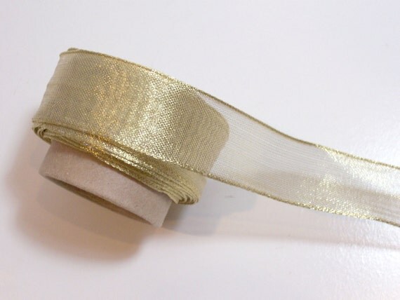 Metallic Gold Wired Ribbon 1 inch wide x 4 yards precut