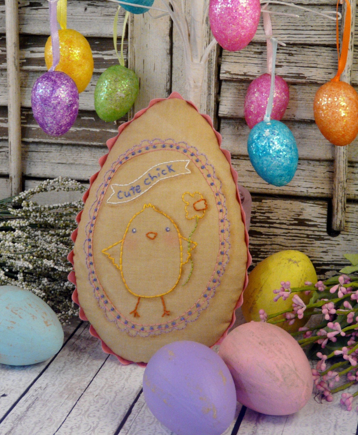 Easter Cute Chick embroidery PDF Pattern stitchery primitive