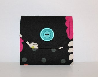 Sticky Note Holder for Pocket Or Purse Blue Bird Pink and White Flowers ...