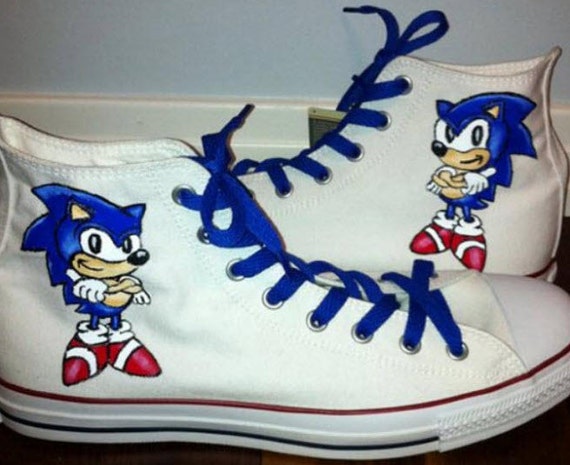 Items similar to Sonic the Hedgehog, Custom Converse, Sneakers, Video ...