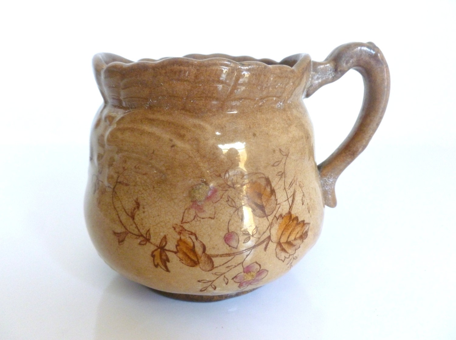 Antique 1800's Ceramic Pottery Floral Transferware by JoeBlake