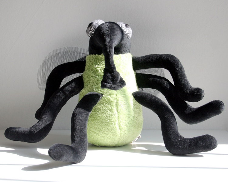 Green House Fly Plush Halloween Toy plushie Insect by andreavida