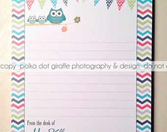 Chevron Owl Notepad Editable pdf template or print with Vista Print ...