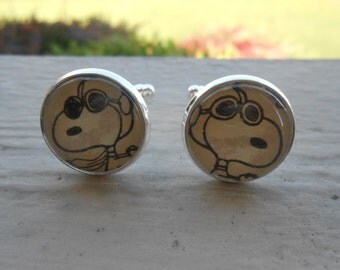 SNOOPY Cufflinks. Red Baron. Wedding, Men's Christmas Gift, Dad. Silver ...
