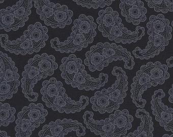 Black paisley fabric | Etsy