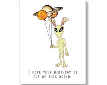 Popular items for alien birthday card on Etsy