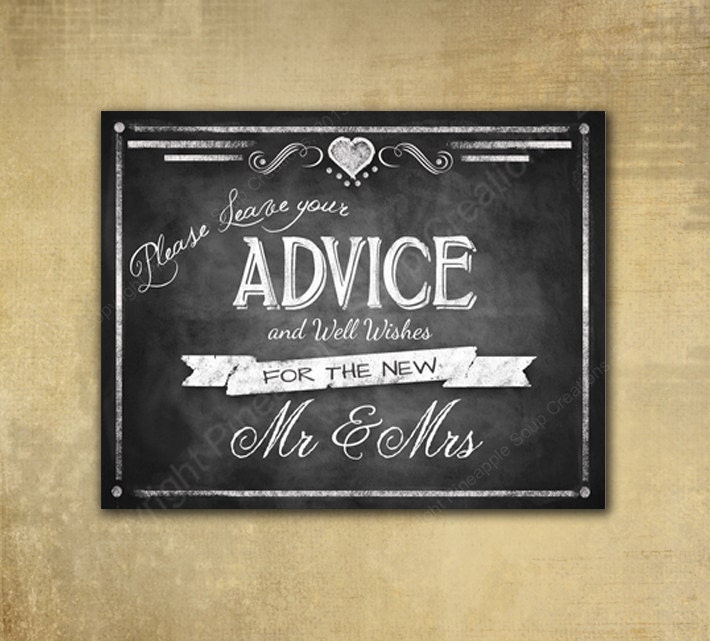 Printed Advice And Well Wishes For The New Mr And Mrs Wedding