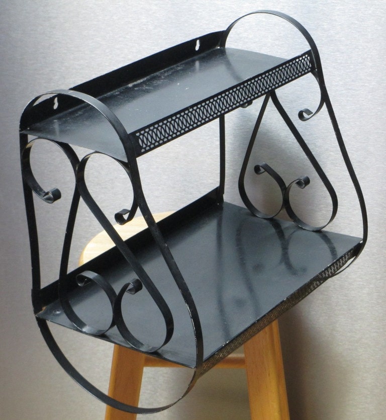 Mid Century Black 2-Tier Metal Shelf – Haute Juice