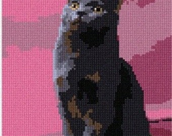 Needlepoint Kit or Canvas: Cat Around Corner by pepitaneedlepoint