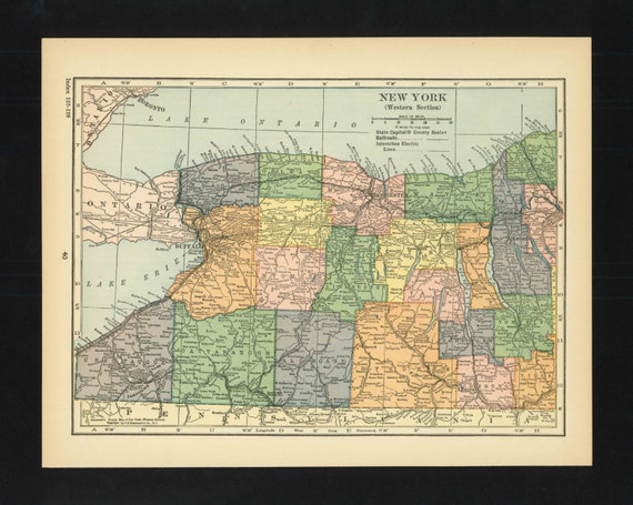 Vintage Map Western New York From 1926 Original