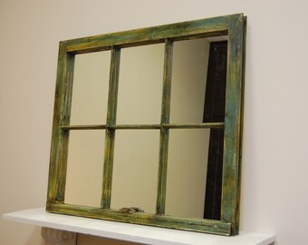 Multi Color Vintage Window Mirror #562 , Colored Window Pane Mirror