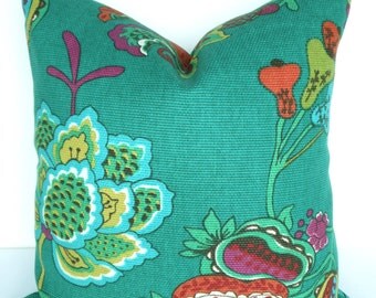 Sale TEAL PILLOW 16x16 Decorative Throw Pillows Orange Coral Lime Green ...