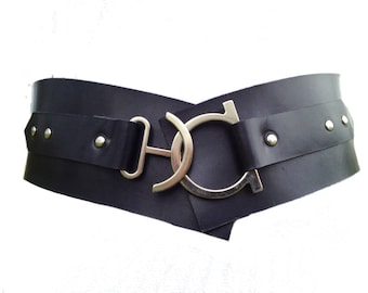 WIDE LEATHER BELT, Black leather belt, minimalist belt, wide belt