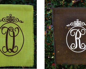 Handmade Monogrammed Personalized Burlap Garden Flag, Monogrammed Garden Flag, Custom Garden ...