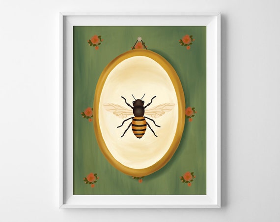 Bee Art Print Bee Illustration Honey Bee Art Print